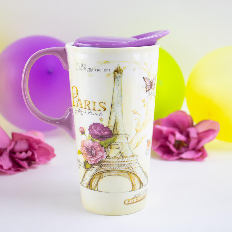 Paris Design Ceramic Travel Cup W/Creamic Cup | M&C Drugstore