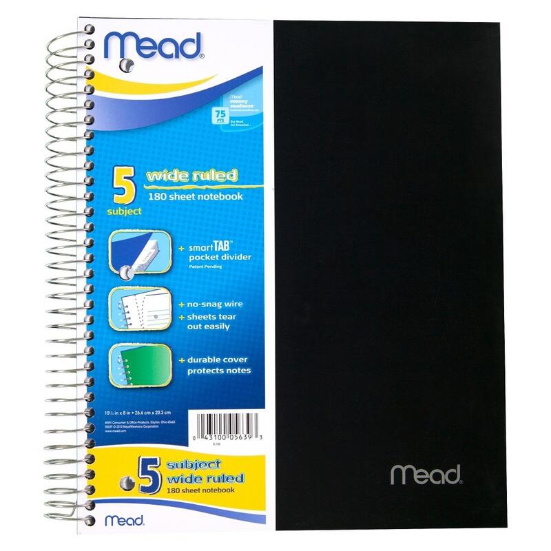 Mead 5 Subject Wide Ruled Notebook | M&C Drugstore